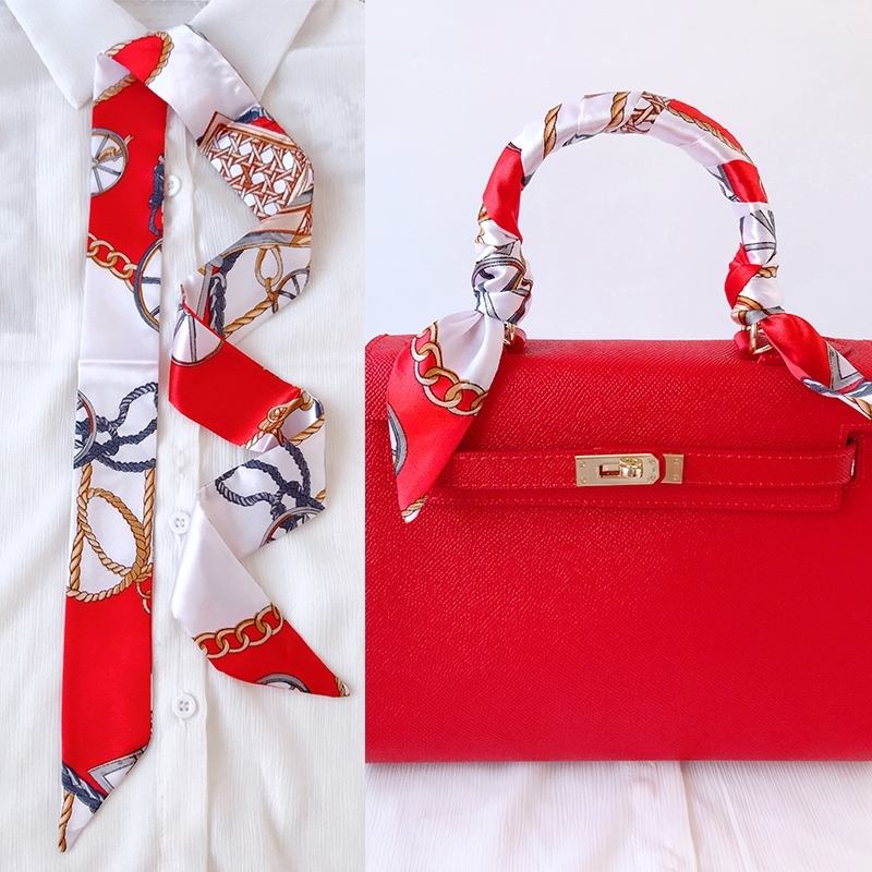 Fashion Design Silk Ribbon Scarfs Female Soft Satin Neckerchief Skinny ...