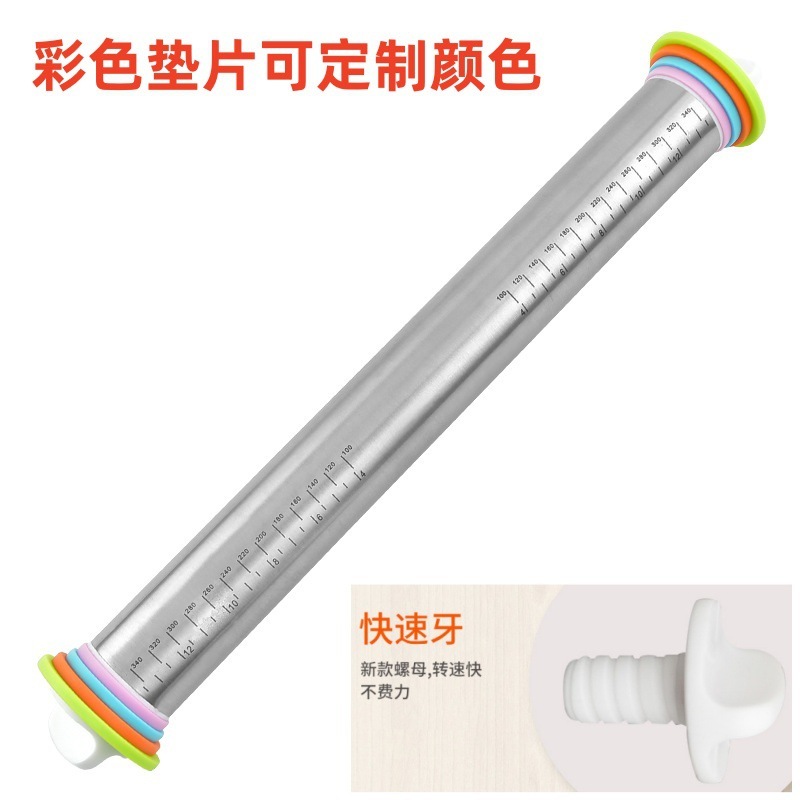 Adjustable Stainless Steel Rolling Pin with Scale Roller Baking Tool ...