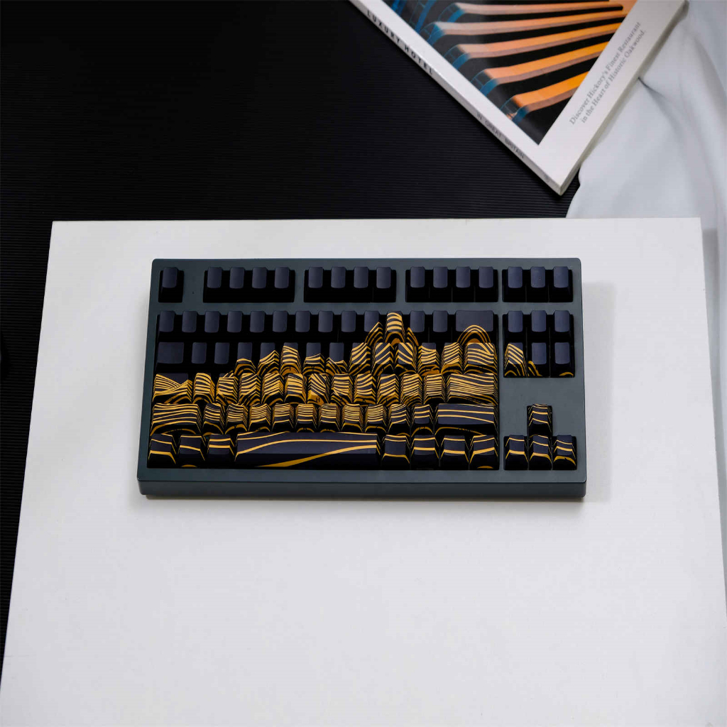 Black Gold Mountains Side light transmission Keycap 136 Keys PBT ...