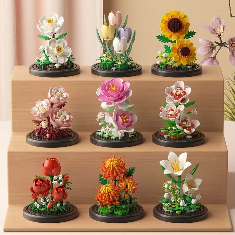 Door Gift DIY Flower Bricks Building Blocks Creative Flower Roses ...