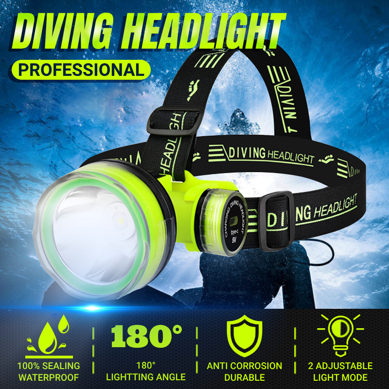 Diving Flashlight Headlight Flashlight Rechargeable Waterproof Led ...