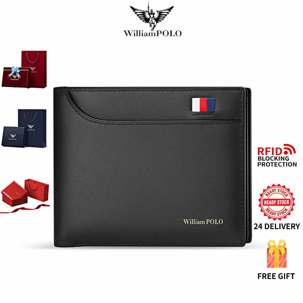 William polo leather wallet men original short wallet Multifunctional ...