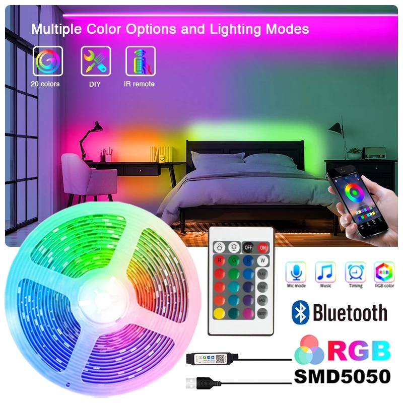 LED RGB Usb Strip Light SMD 5050 Flexible Tape 2835 Warm White for Room ...