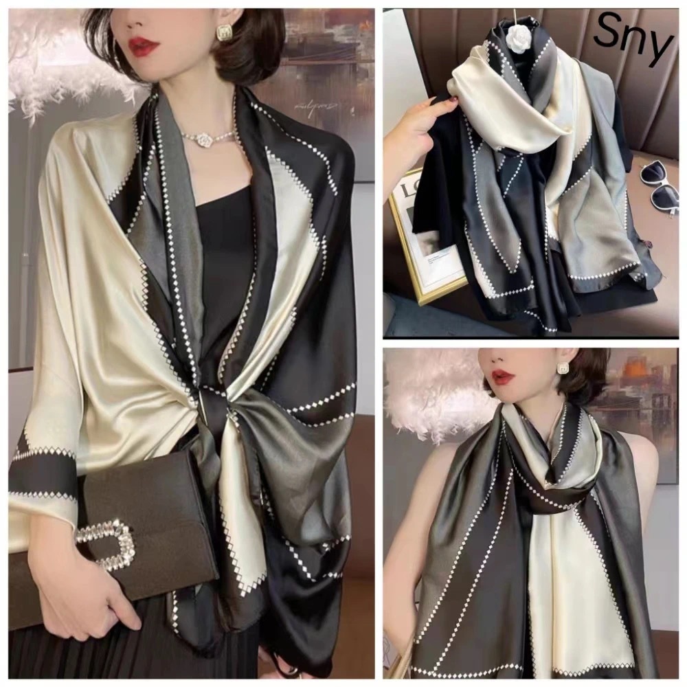 180cm satin silk scarf for women Spring and Autumn style Korean style ...