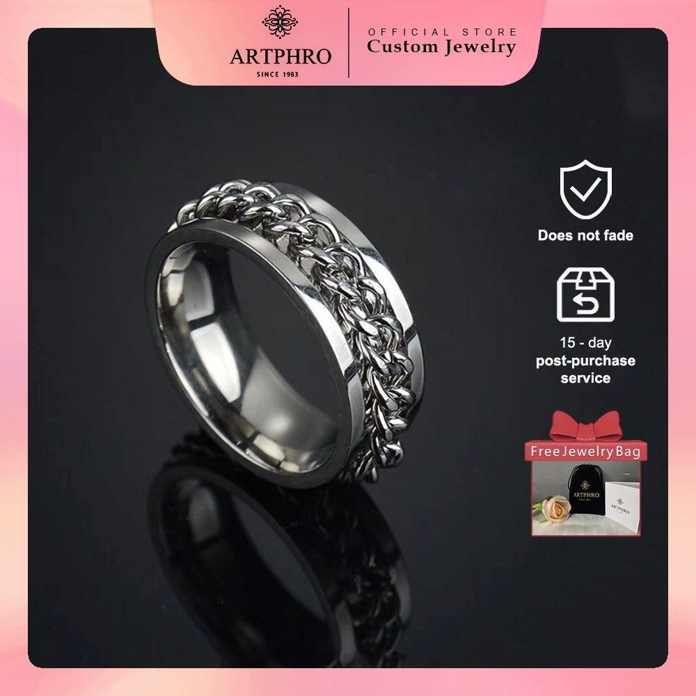 ARTPHRO stainless cuban anxiety ring for Men and Women couple ring gift ...