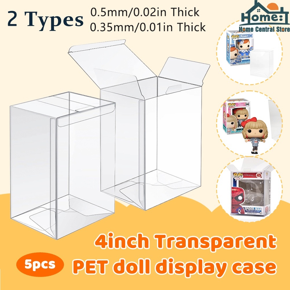 5pcs 4inch PVC Transparent Folding Box Toy Protective Cover Blind Box ...