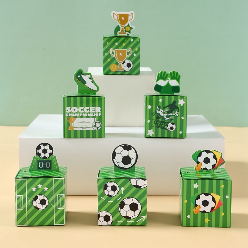 24pcs Football Trophies Pattern Candy Boxes Packaging Happy Birthday ...