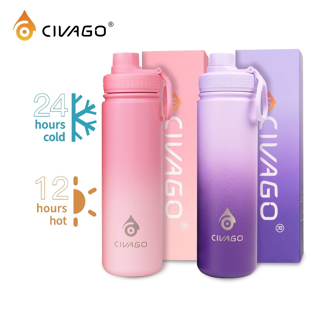 CIVAGO（18oz/22oz/32oz/40oz）Wide Mouth with Cap Lid Vacuum Insulated ...
