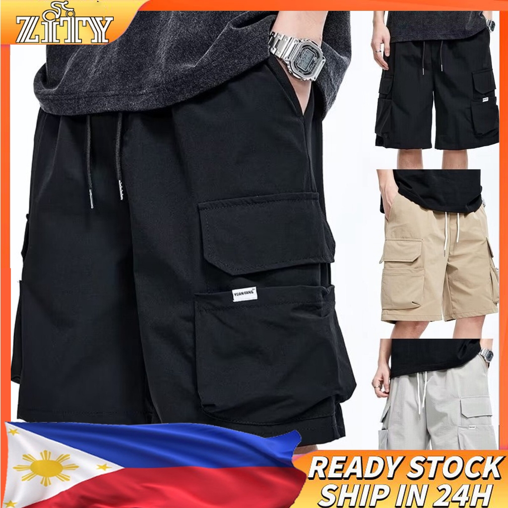 ZITY Black Big Size Shorts Men Summer Plus Size Drawstring Multi Cotton ...