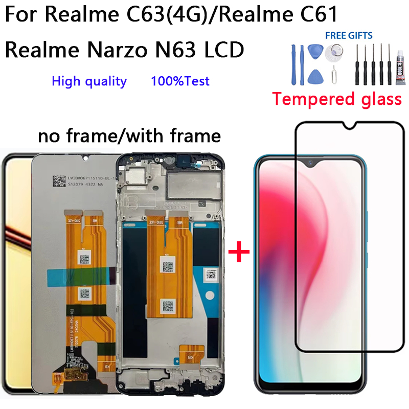 6.74" Original LCD For Realme C63 (4G) C61 Narzo N63 Display Touch ...
