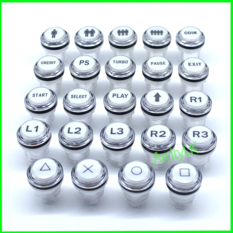 Arcade LED Push Buttons 12V 30mm Illuminated Light White MAME JAMMA ...