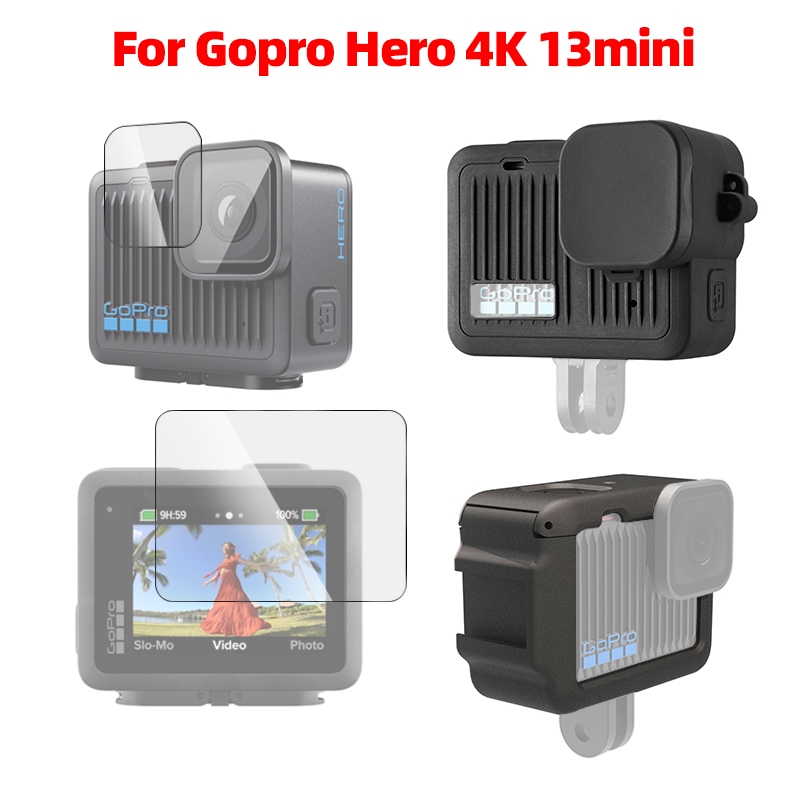For Gopro Hero 4K 13 Mini Action Camera Silicone Case Tempered Glass ...