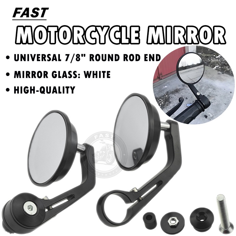 FAST Motorcycle Side Mirror CNC Alloy Round Bar End Mirrors Universal ...