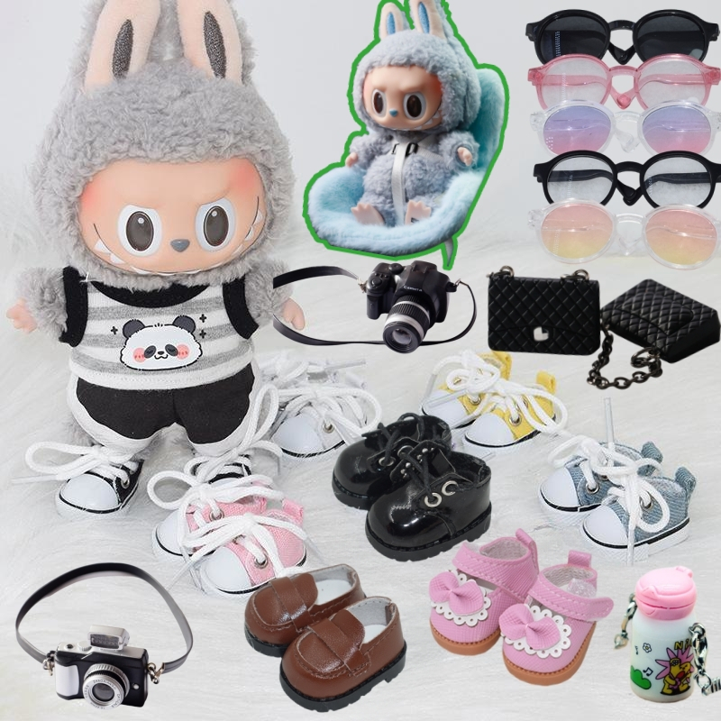 17CM Labubu Doll Shoes labubu glasses labubu seat labubu camera labubu ...