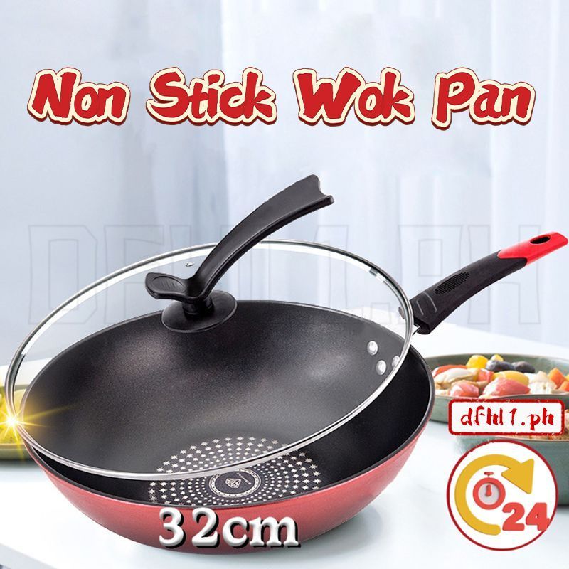 32cm Diamond Red Non-Stick Wok: The Premier Choice for Gas and ...