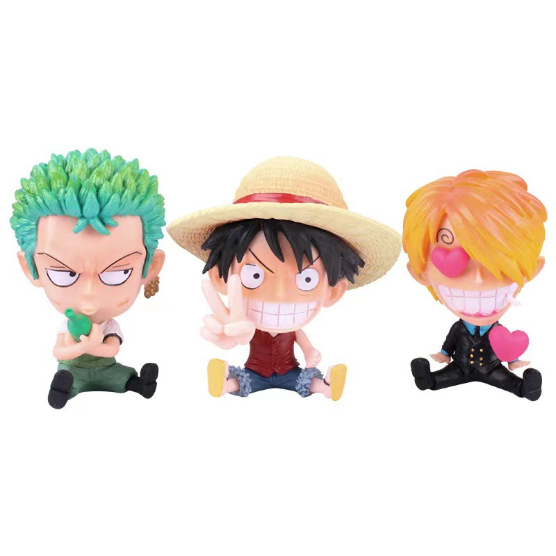 Anime ONE PIECE figure Luffy Zoro Nami mini pvc model toys car ...