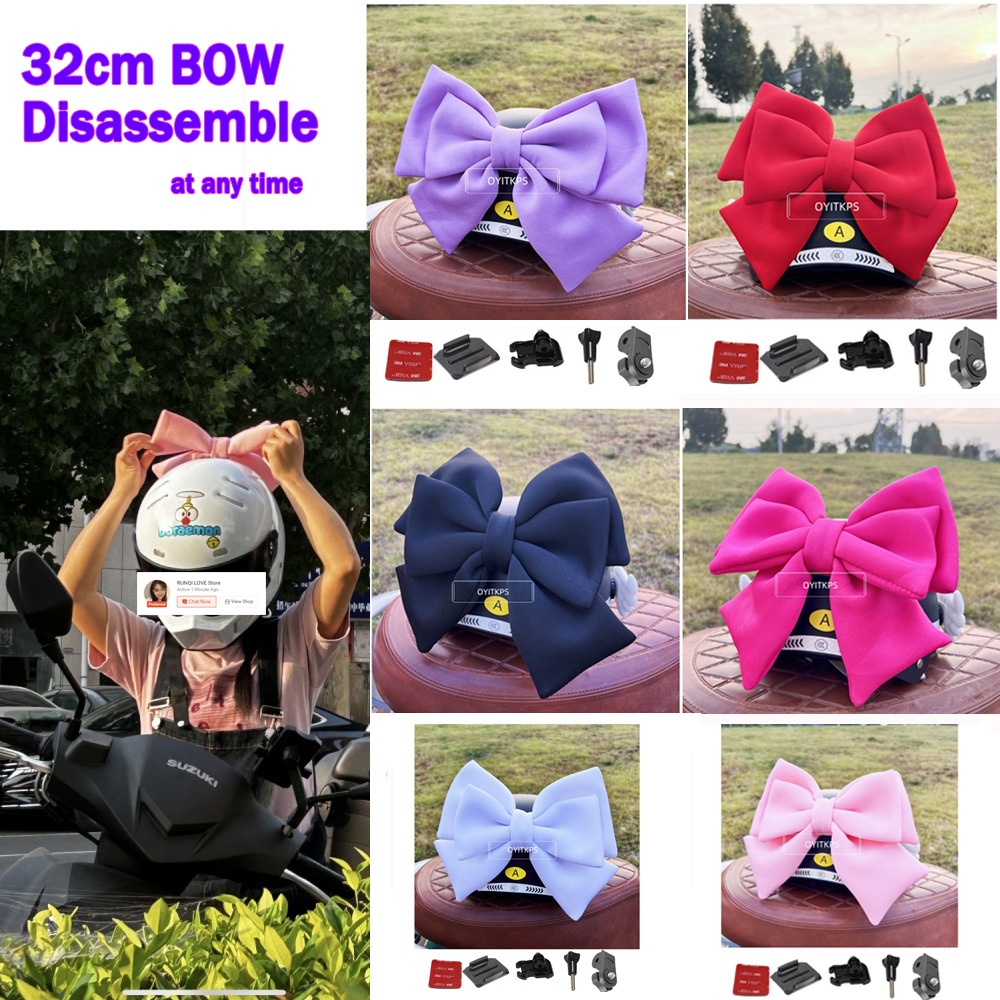 32cm Helmet Ribbon decoration Helmet bow motorcycle electric bike ...
