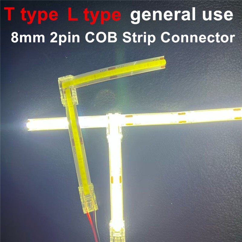 T Type 2 pin COB LED Connector 8mm Connection Slderless Mini Buckle ...