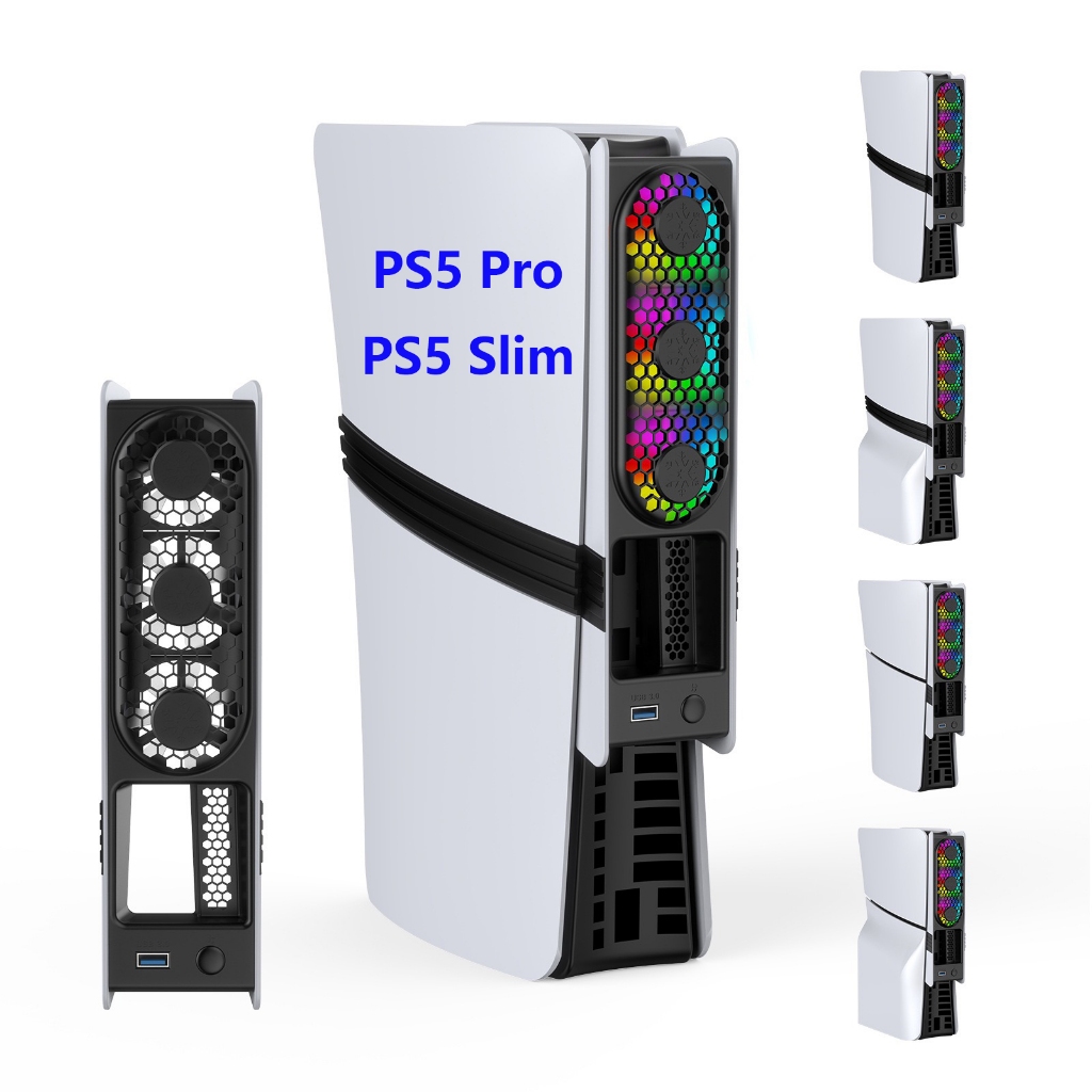 RGB Cooling Fan with Temperature Control for PS5 Pro/PS5 Slim Console ...