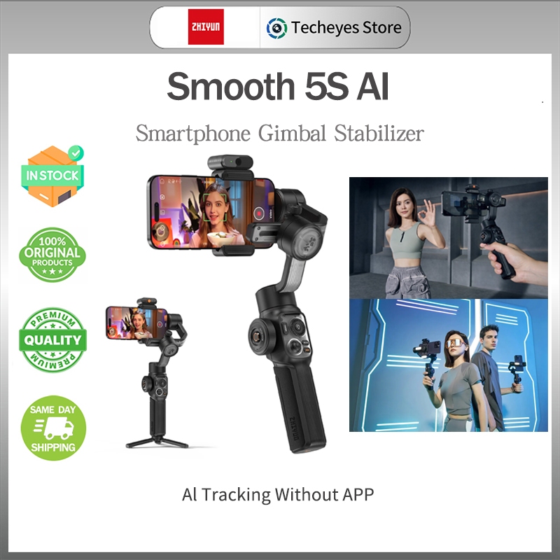 ZHIYUN Smooth 5S AI Pro Gimbal Stabilizer for Smartphone 3-Axis Phone ...