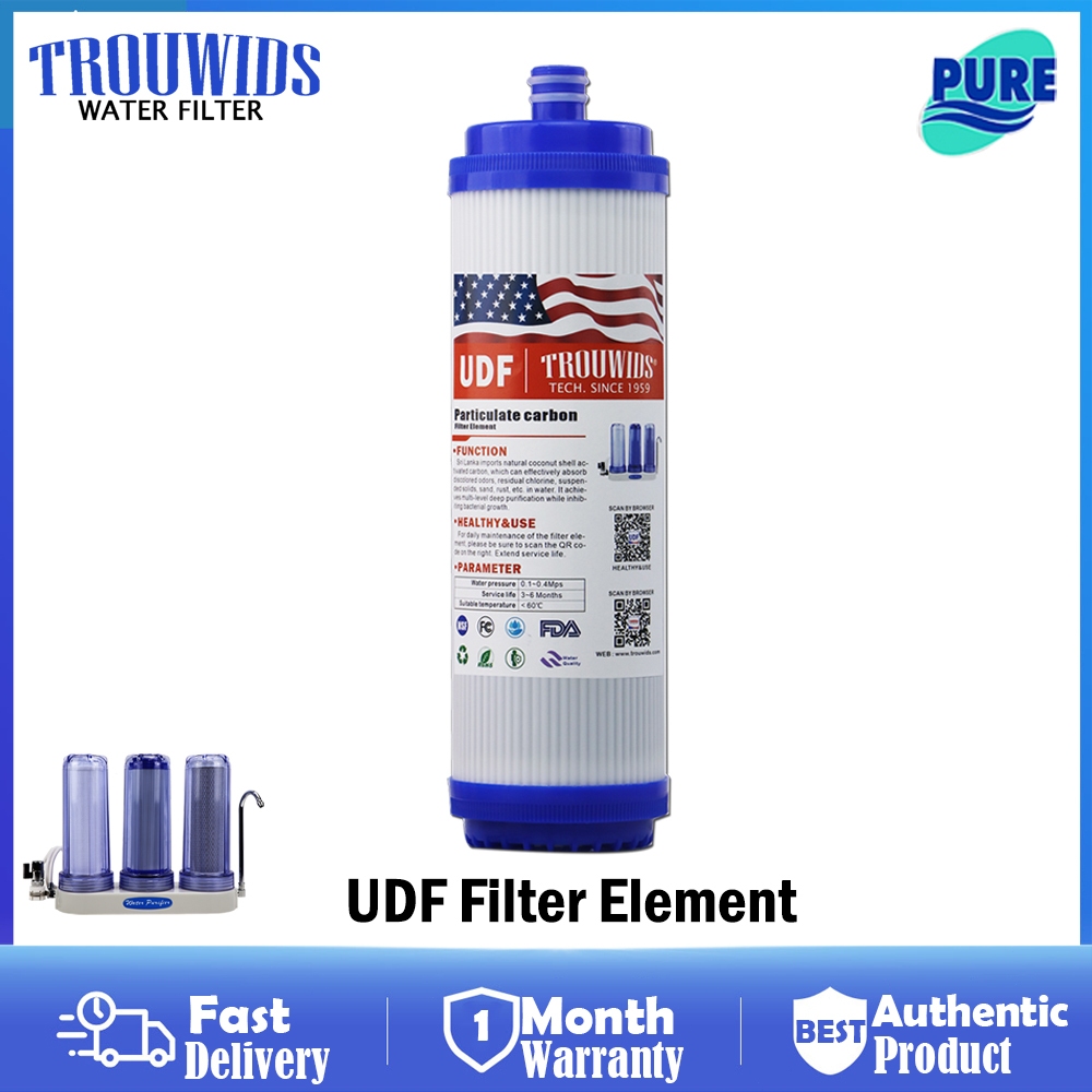 TROUWIDS Activated Carbon 3 Stage Universal 10 Inch UDF Water Filter ...