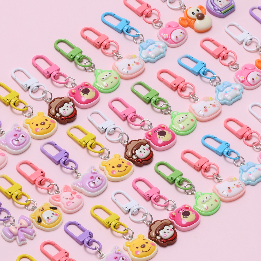 1pcs cartoon animals keychain cat dog bear Split Rings Keyfob Charm ...