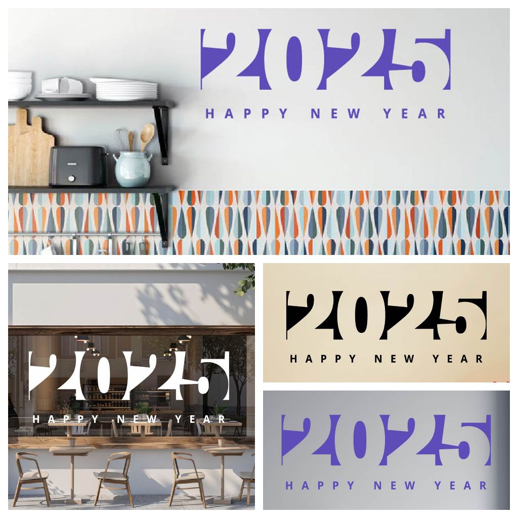 Happy New Year Wall Stickers 2025 New Year Stickers Art Stickers ...