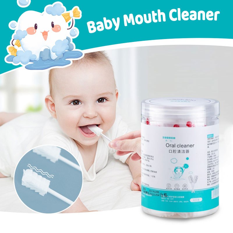 30pcs Medical Baby Oral Tongue Cleaner Cotton Swab Gauze Disposable ...
