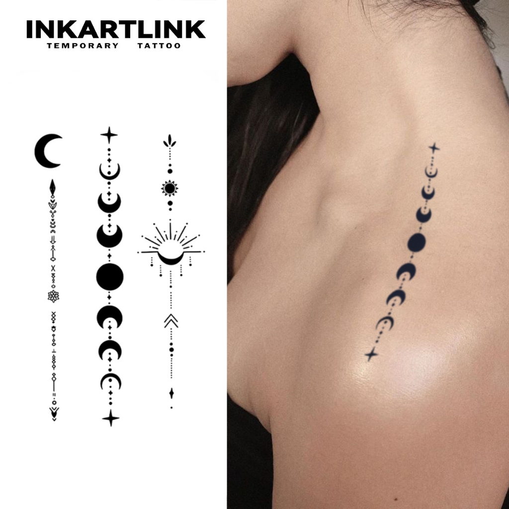 Inkartlink Mnimalist Star Moon Links Temporary Tattoo Stickers ...