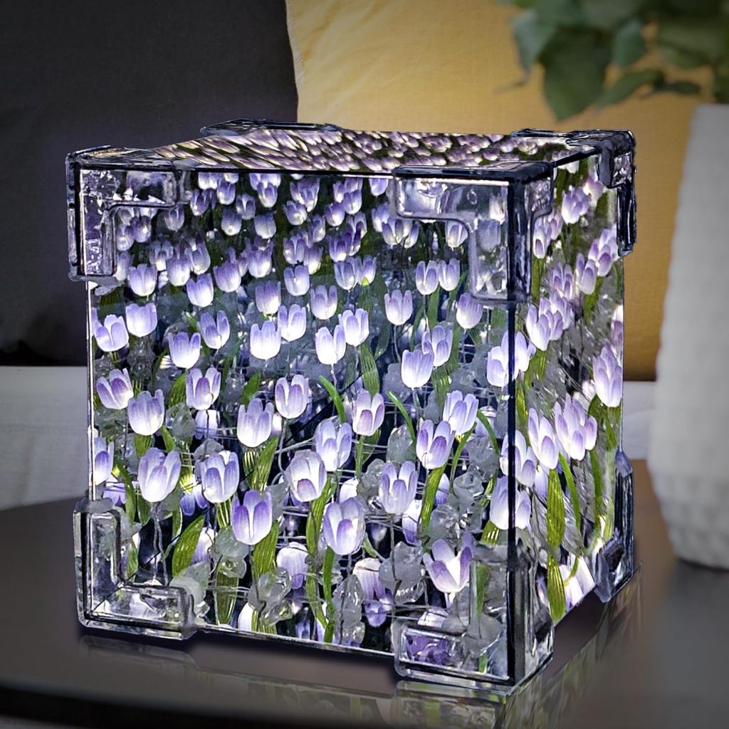 Lady Christmas Romantic Tulip DIY Cube Mirror Lights Gift birthday ...