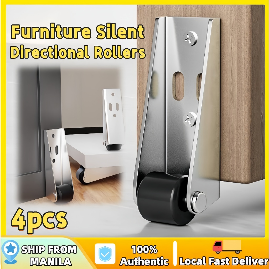 4pcs Durable Metal Furniture Silent Side Mounted Directional Rollers ...
