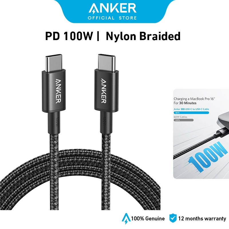 Anker USB C Charger Cable (100W) USB 2.0 Type C Fast Charging Nylon ...