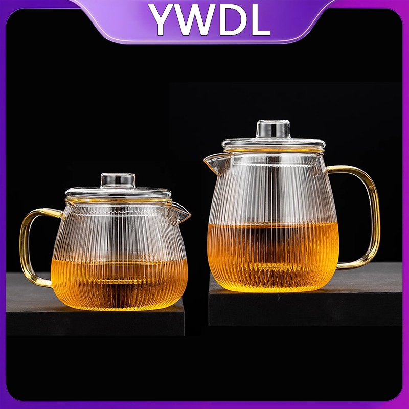 Stripe Glass Teapot Infuser For Loose Leaf Tea Heat-resistant Kettle ...