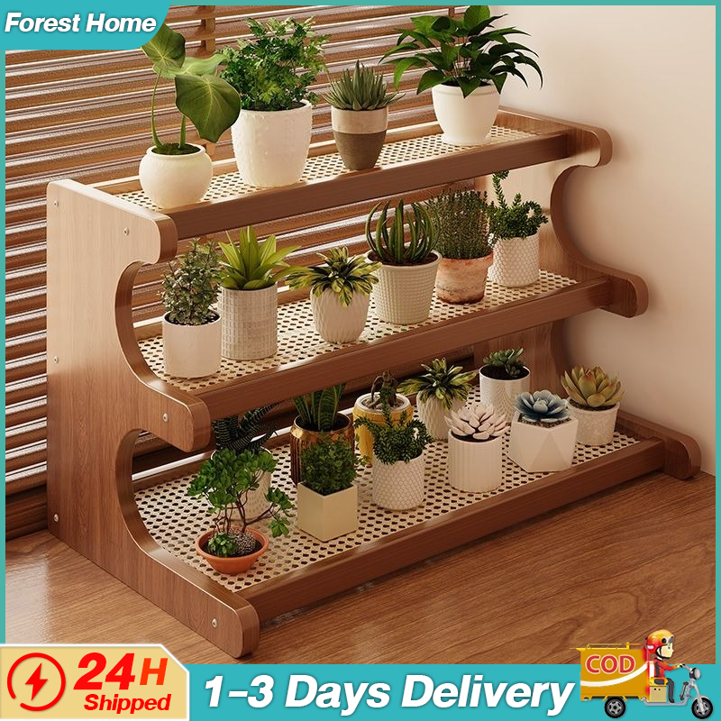Plant rack flower rack Rattan indoor green radish display rack floor ...