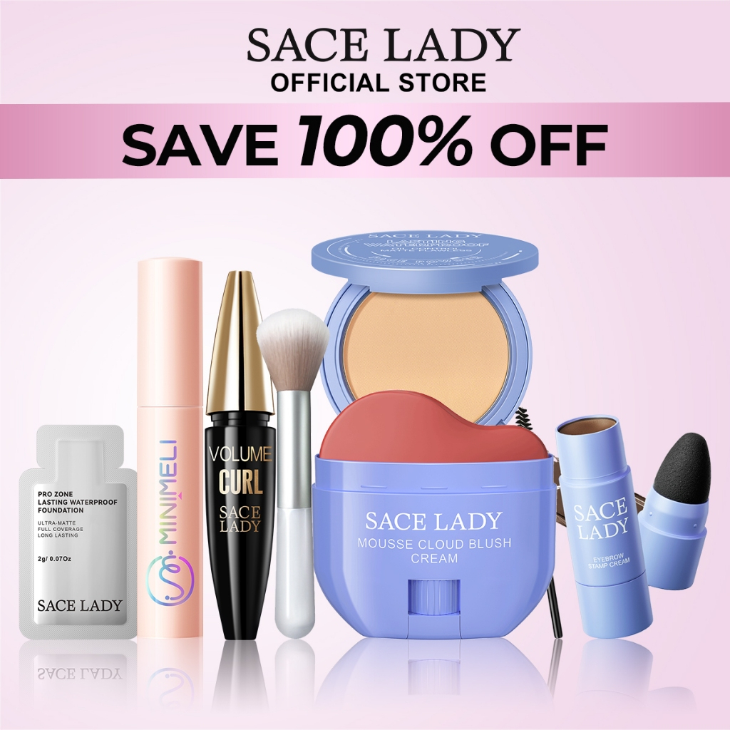 SACE LADY Makeup Set Waterproof Face Powder+Matte Lipstick+Smooth ...