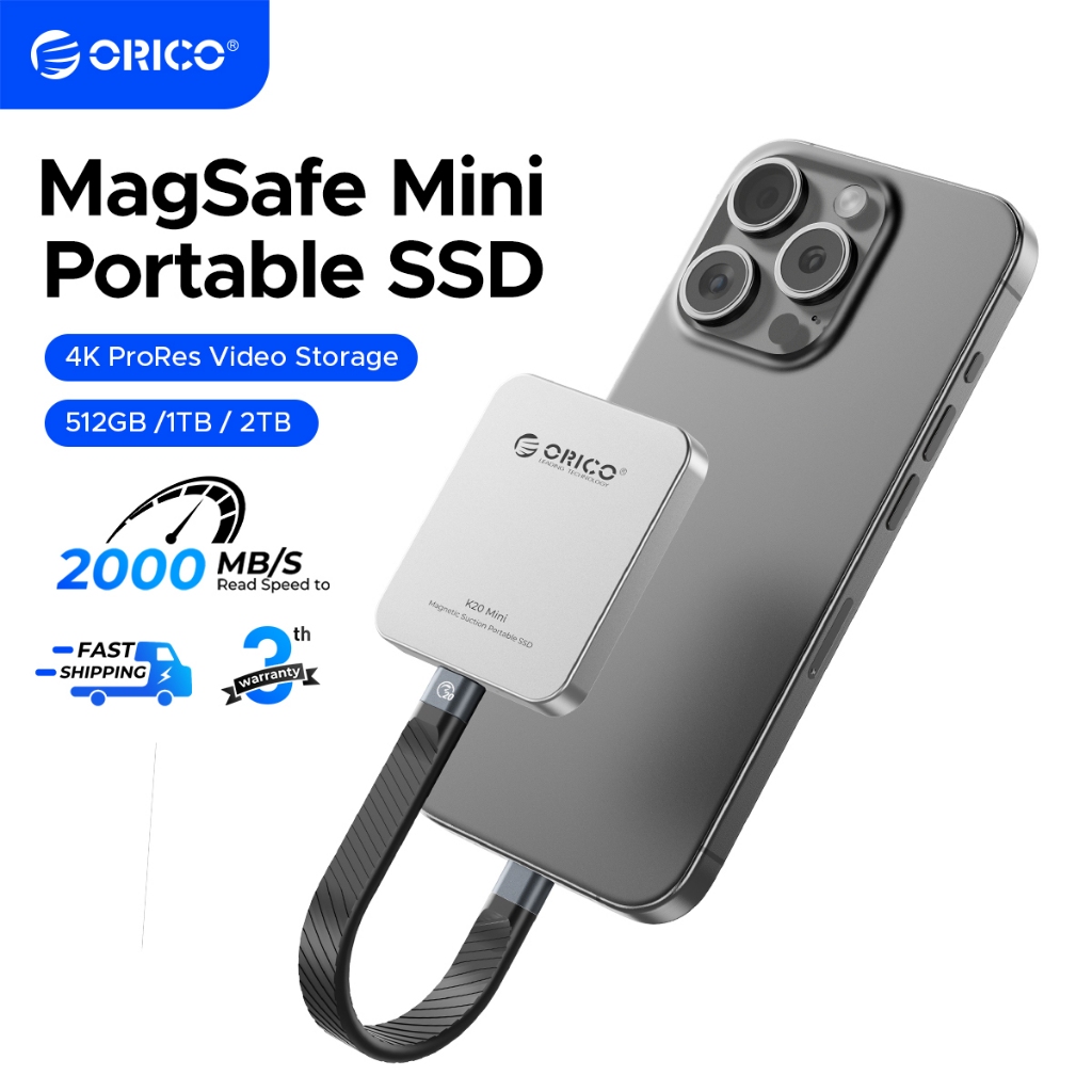 ORICO Mini Magnetic External SSD for iPhone 16 15 Pro/Max ProRes 2000MB ...