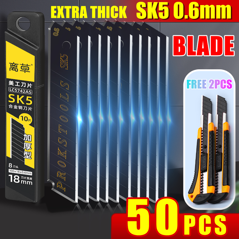 10Pcs/Set 18mm Black Carbon Steel Knife Heavy Duty Sk5 Cutter Blade ...