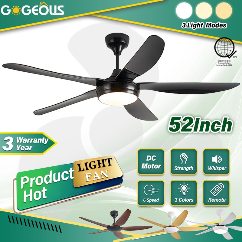 Gogeous Ceiling Fan With Light Nordic Home Remote Control Switch Dc ...