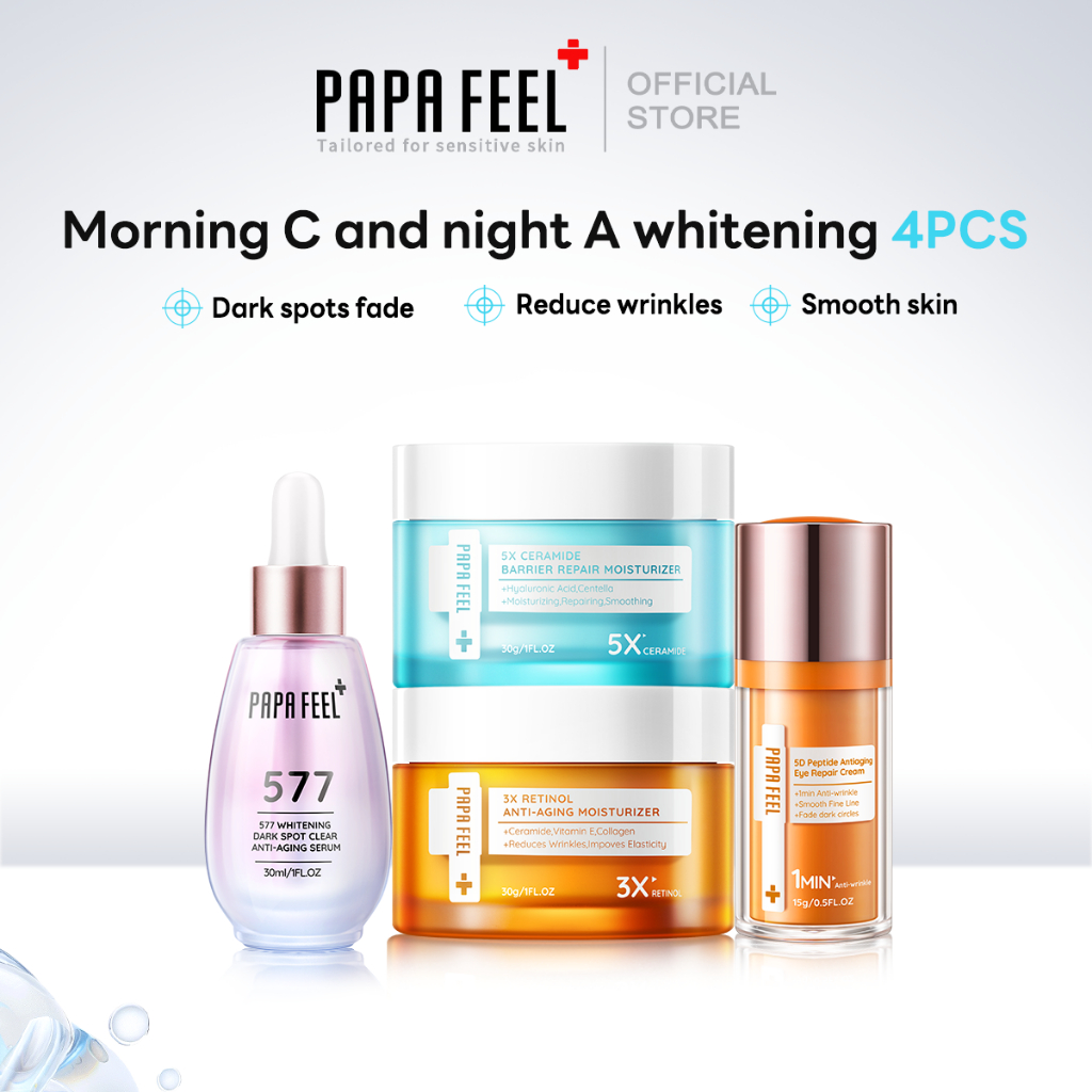 PAPA FEEL Anti Aging Moisturizer Skin Care Set 4Pcs | Eye Cream Eyebag | Dark Spot Remover | 3X ...