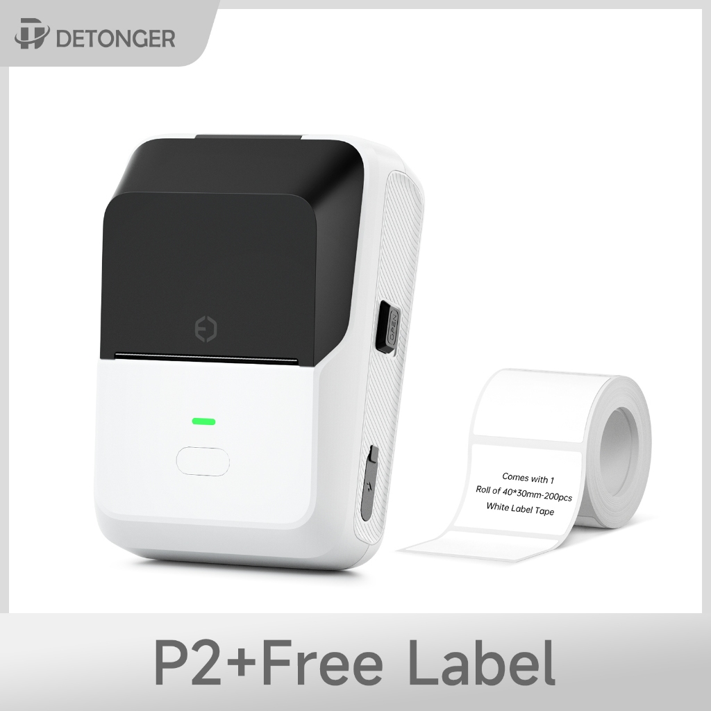DETONGER P2 Bluetooth Label Printer Sticker Maker Thermal Inkless ...