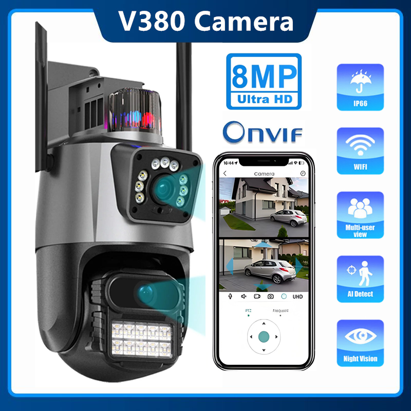 WiFi PTZ Security Camera 2 Lens 10X Zoom Outdoor 4K Wireless CCTV Video ...