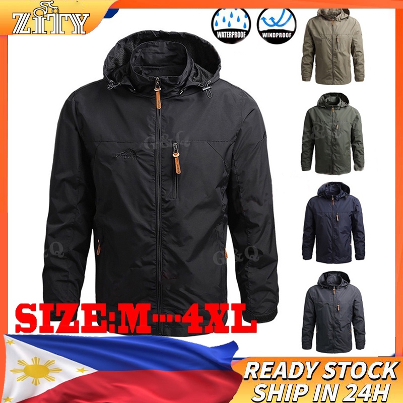 Men's Waterproof Hooded Jacket Zipper Jacket For Outdoor Windbreaker ...