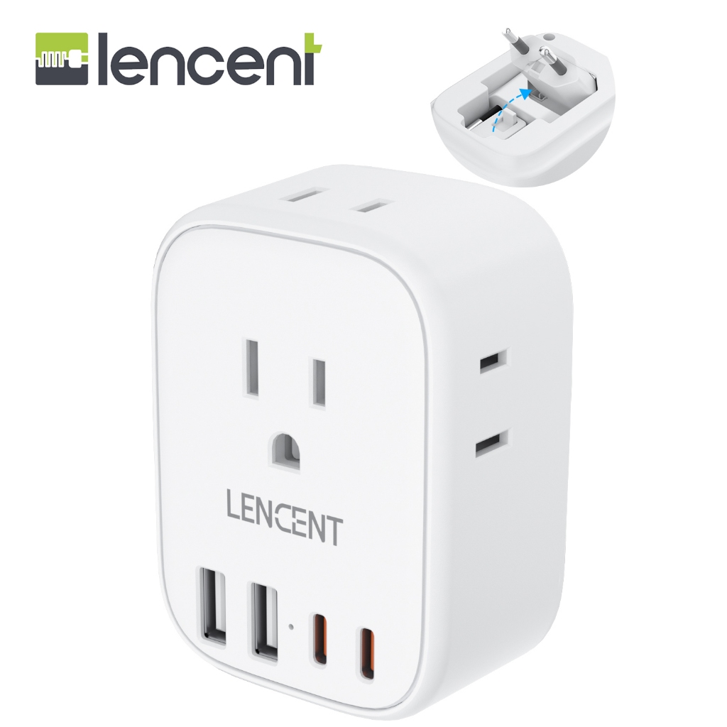 LENCENT European Travel Plug Adapter, International Type-C Foldable ...