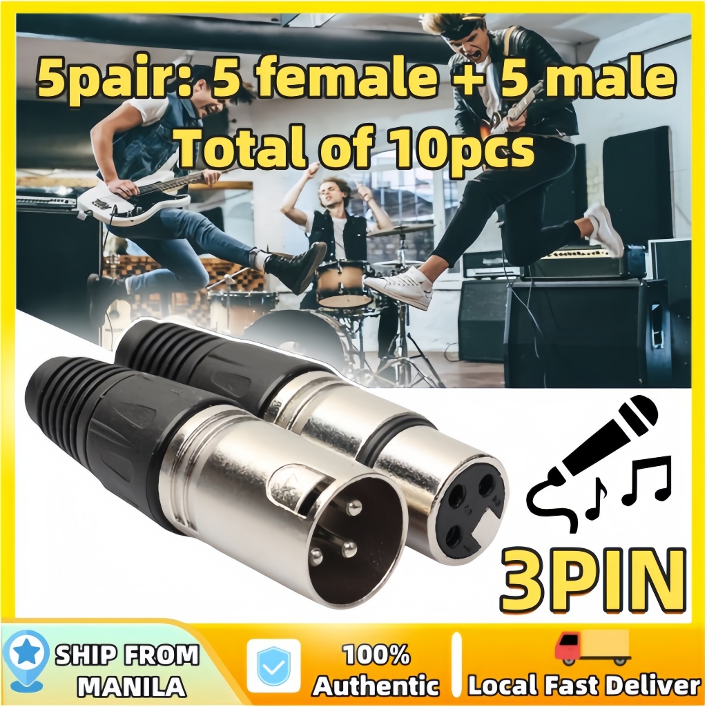 5Pair 3 Pin XLR Solder Type Connector Female + Male Plug Cable ...
