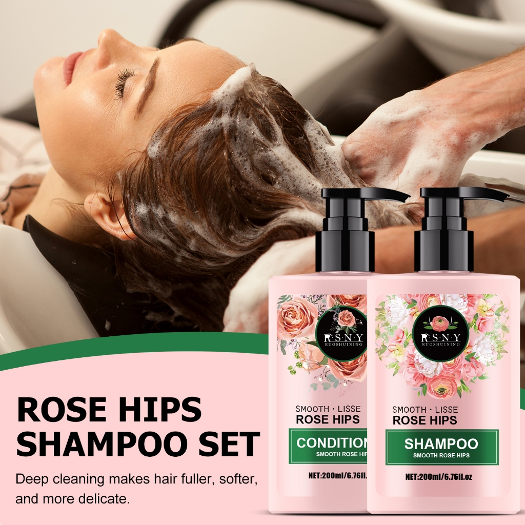 Rose Essence Shampoo and Conditioner Set, Smooth hair, deep cleansing ...