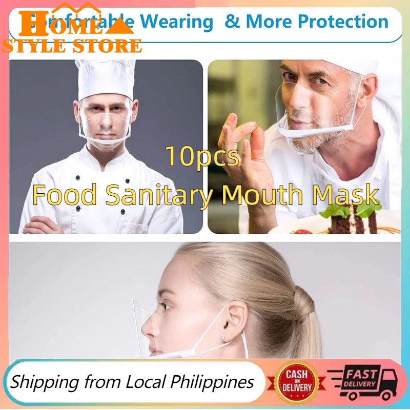 10pcs Food Sanitary Mouth Mask Transparent Food Mask Clear Plastic ...