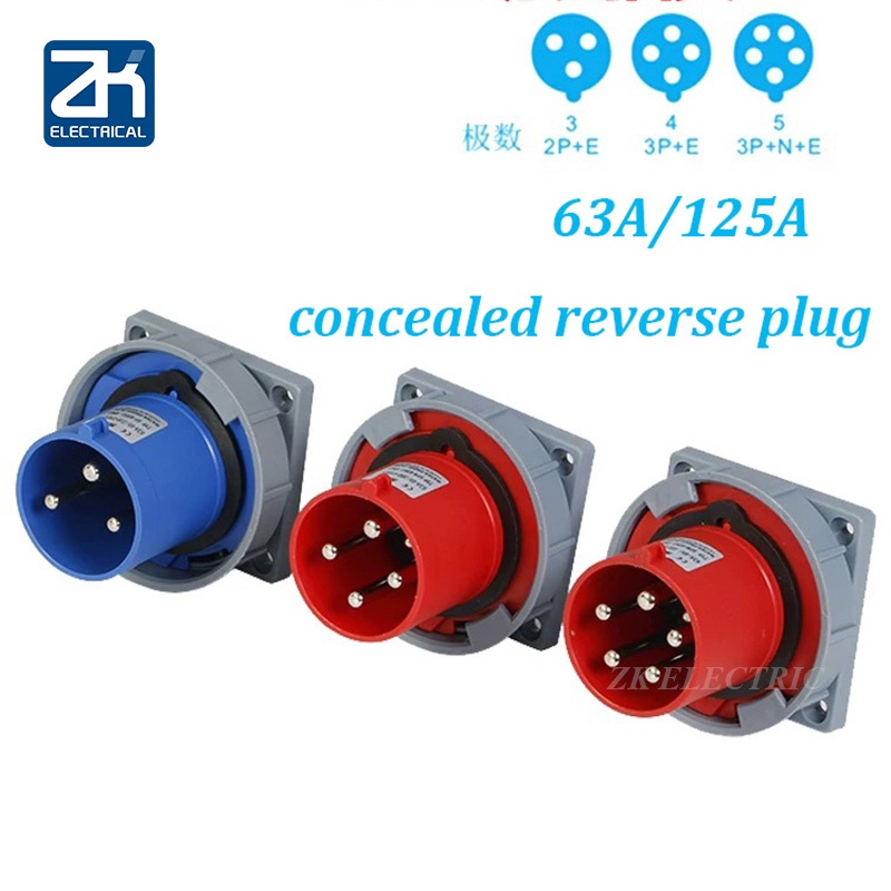 IP67 reverse plug 3-core 4-core 5-core 63A 125A industrial waterproof ...