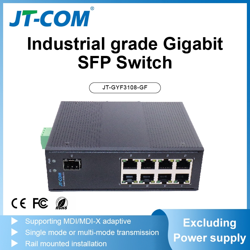 JT-COM industrial grade 1000Mbps Gigabit 1 SFP 8 RJ45 Network switch ...