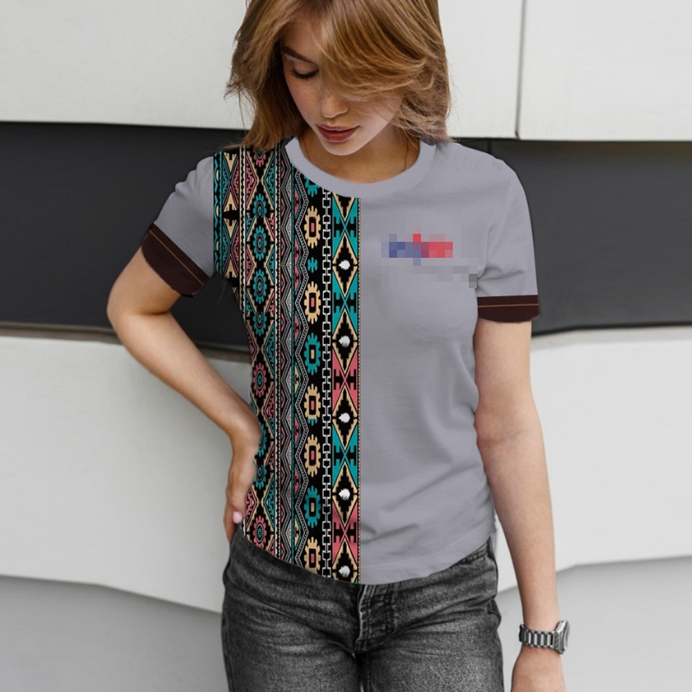 2025 New Design Women's Casual Tops Ethnic Women's T-Shirt Deped ...