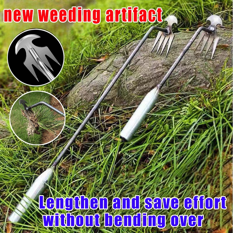 Weeding and rooting tool steel 4 tooth weeder root digger garden hoe ...